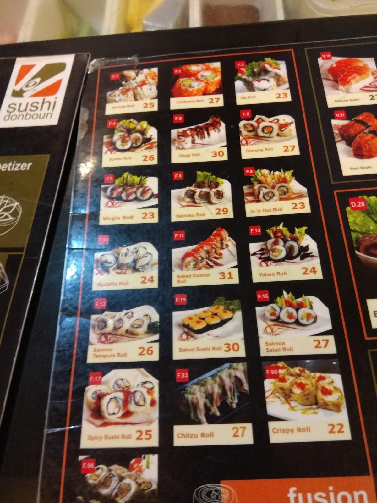 Carta del restaurante Sushi donburi, Semarang, Mal Ciputra