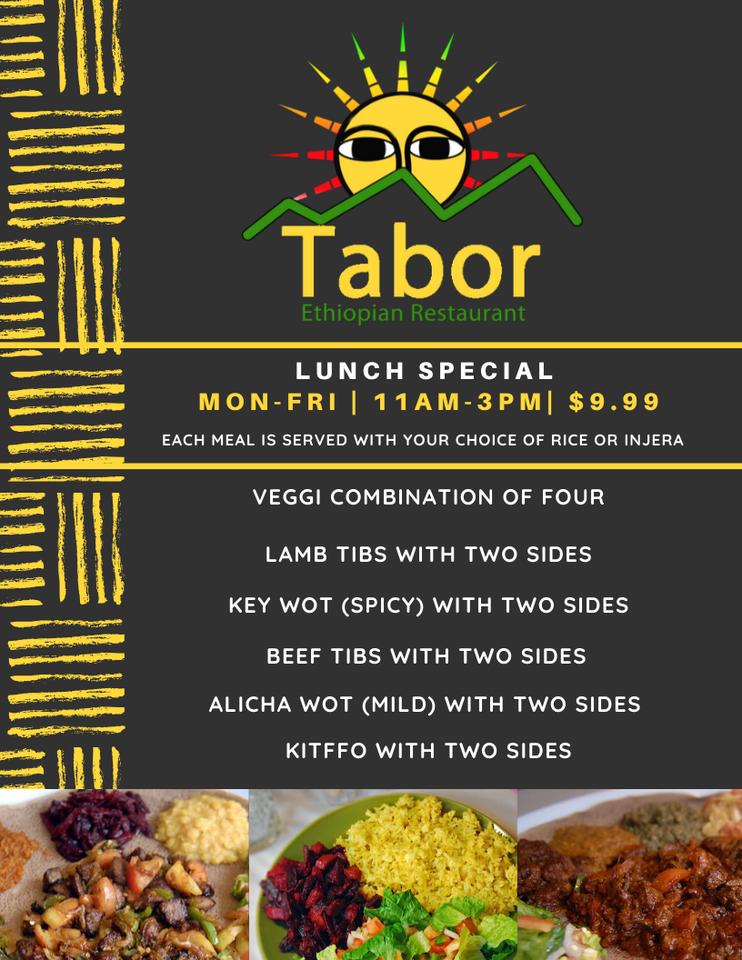 Menu at Tabor Ethiopian Restaurant, Baltimore, 328 Park Ave