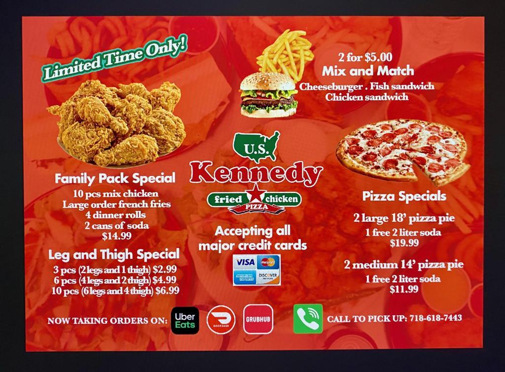 Menu at U.S Kennedy Fried Chicken restaurant, New York City, 707 ...
