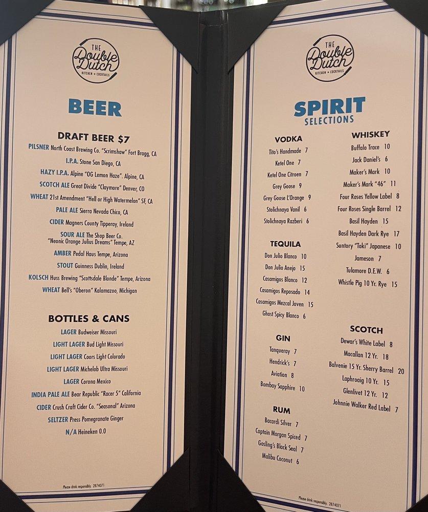 Menu at Double Dutch Kitchen + Cocktails pub & bar, Chandler
