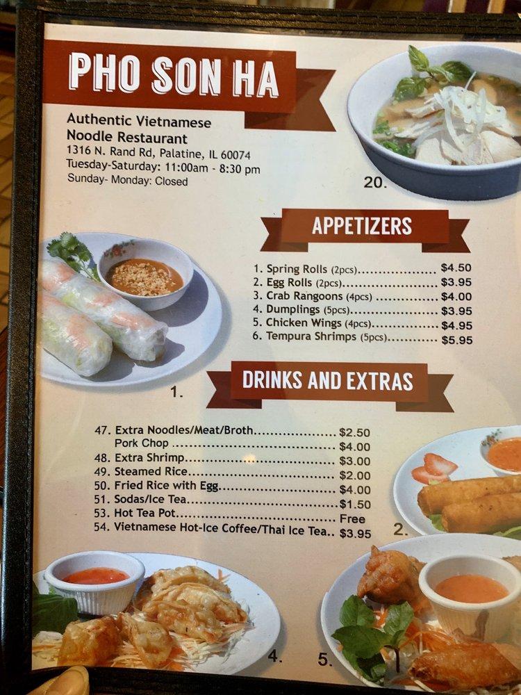Menu at Phở Son Ha restaurant, Palatine, N Rand Rd