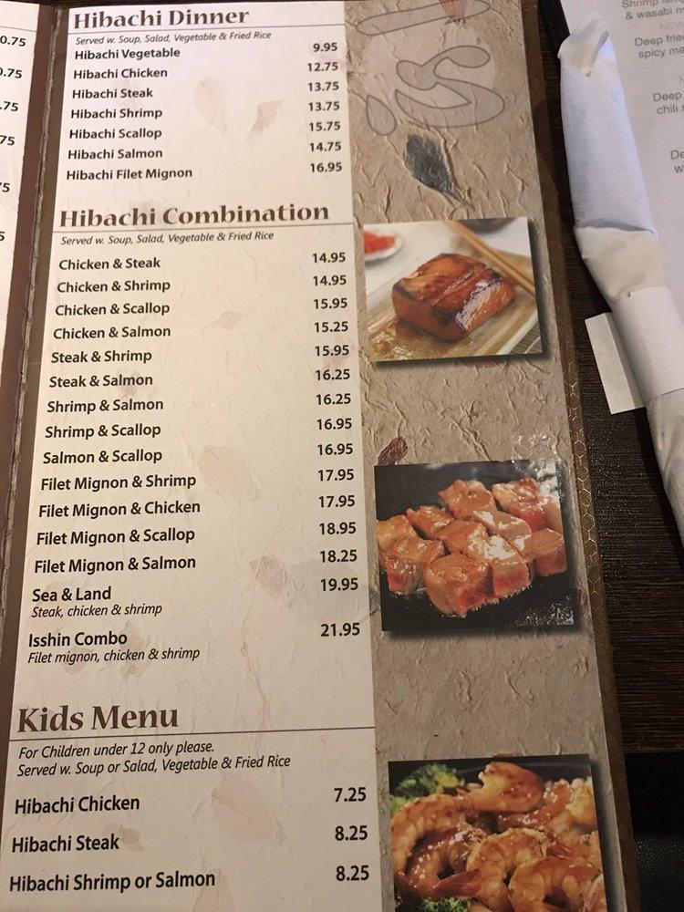 Menu at Isshin Japanese Steakhouse, Fairview