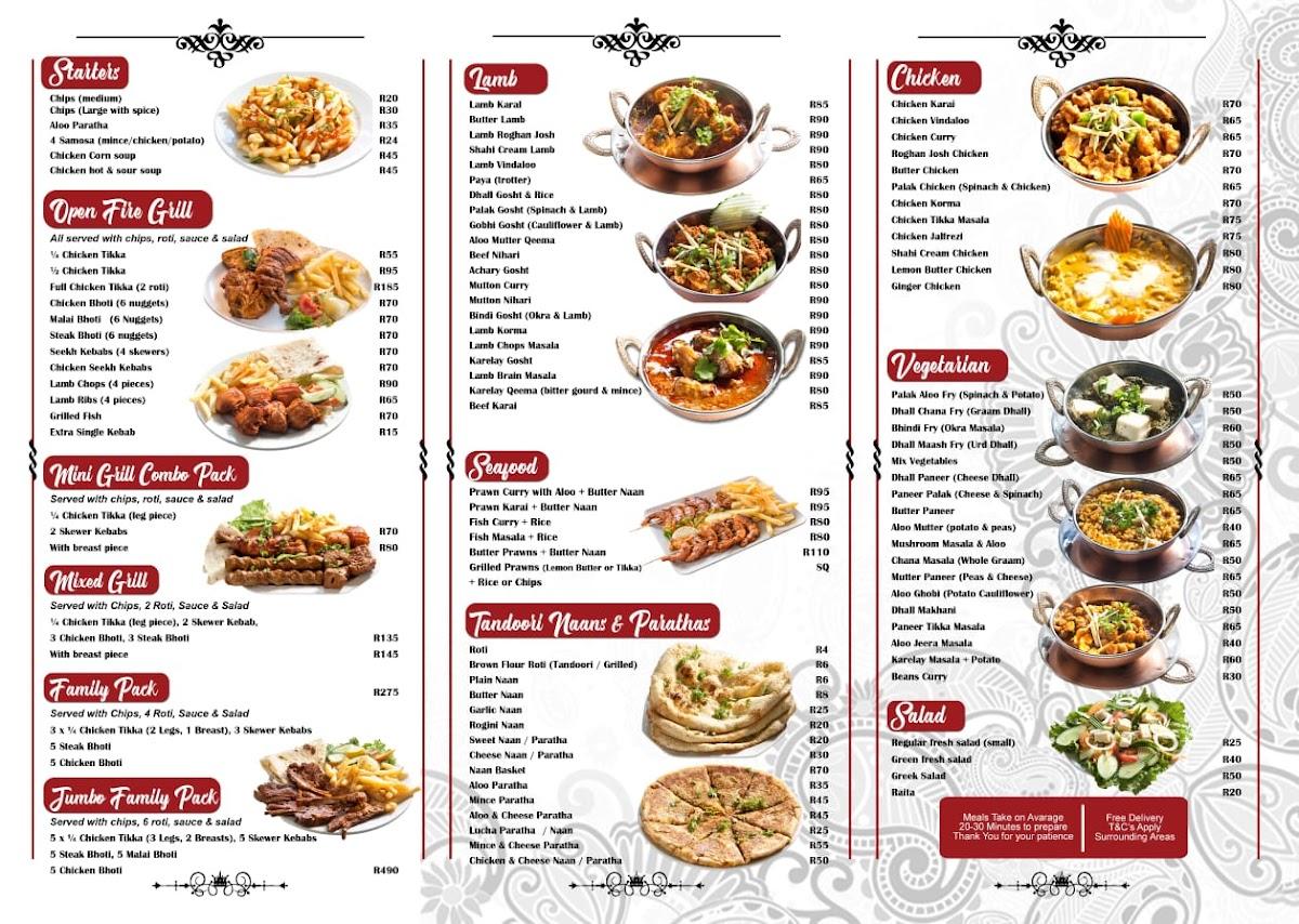 Menu at Kebabish North Beach restaurant, Durban, Shop 9