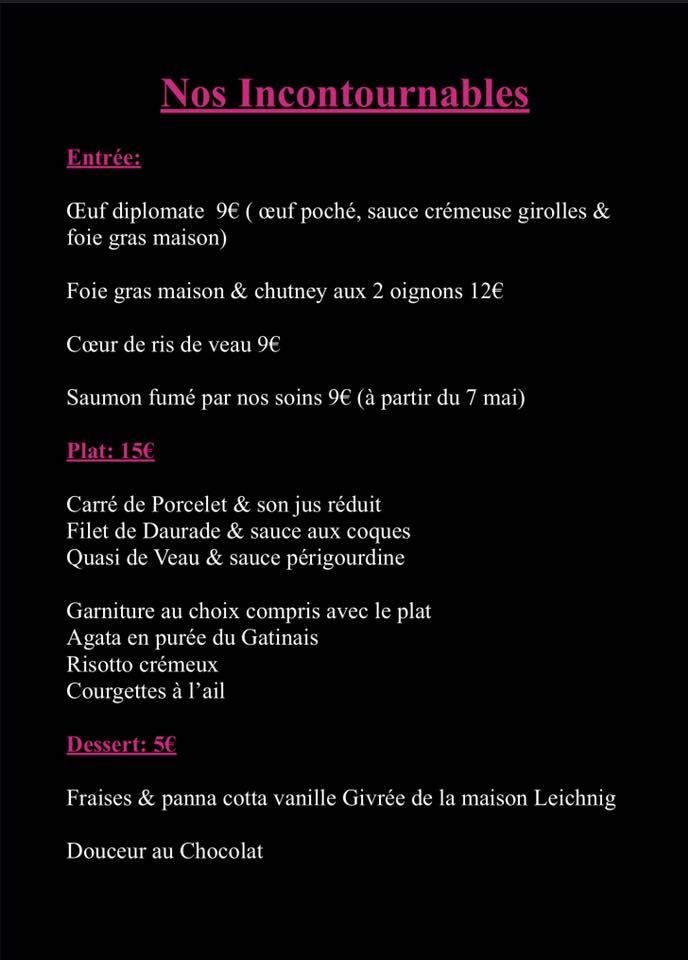 Menu au Les Roches Gourmandes restaurant, Buthiers