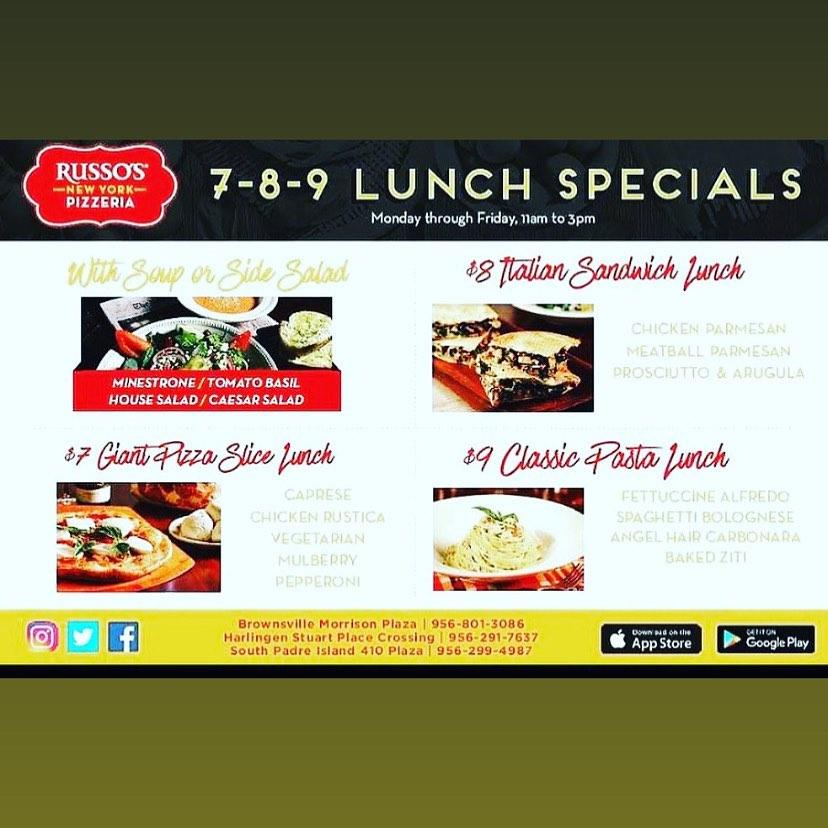 Menu at Russo's New York Pizzeria - South Padre Island, South Padre Island