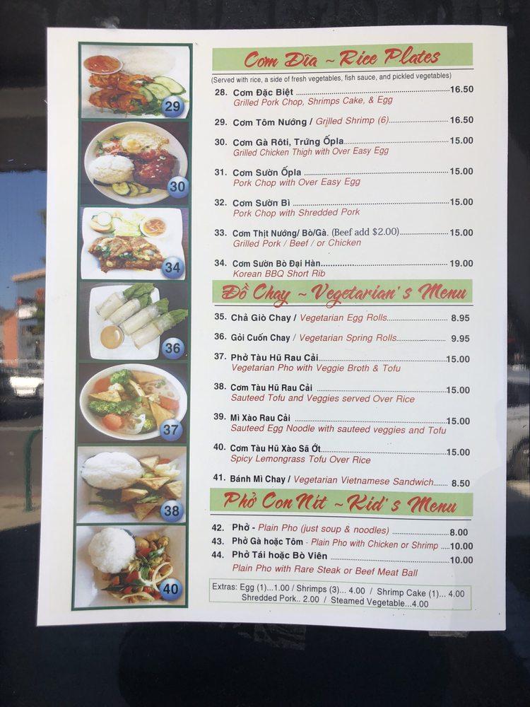 Menu at Vietnam House Restaurant, Alameda