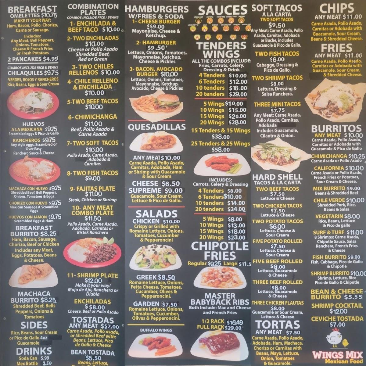 Menu at Wings Mix restaurant, Lakeside, Winter Gardens Blvd