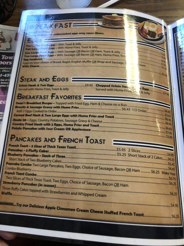 Menu at Dean's Family Restaurant, Madison