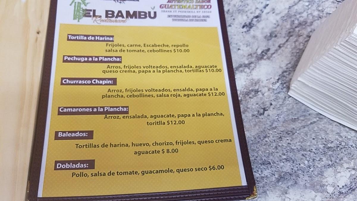 Menu at El Bambu restaurant, Peekskill