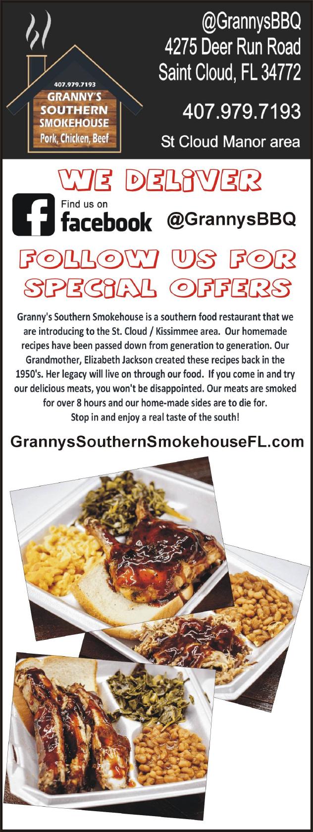 Menu at Granny's Southern Smokehouse BBQ, Saint Cloud, 818 Pennsylvania Ave
