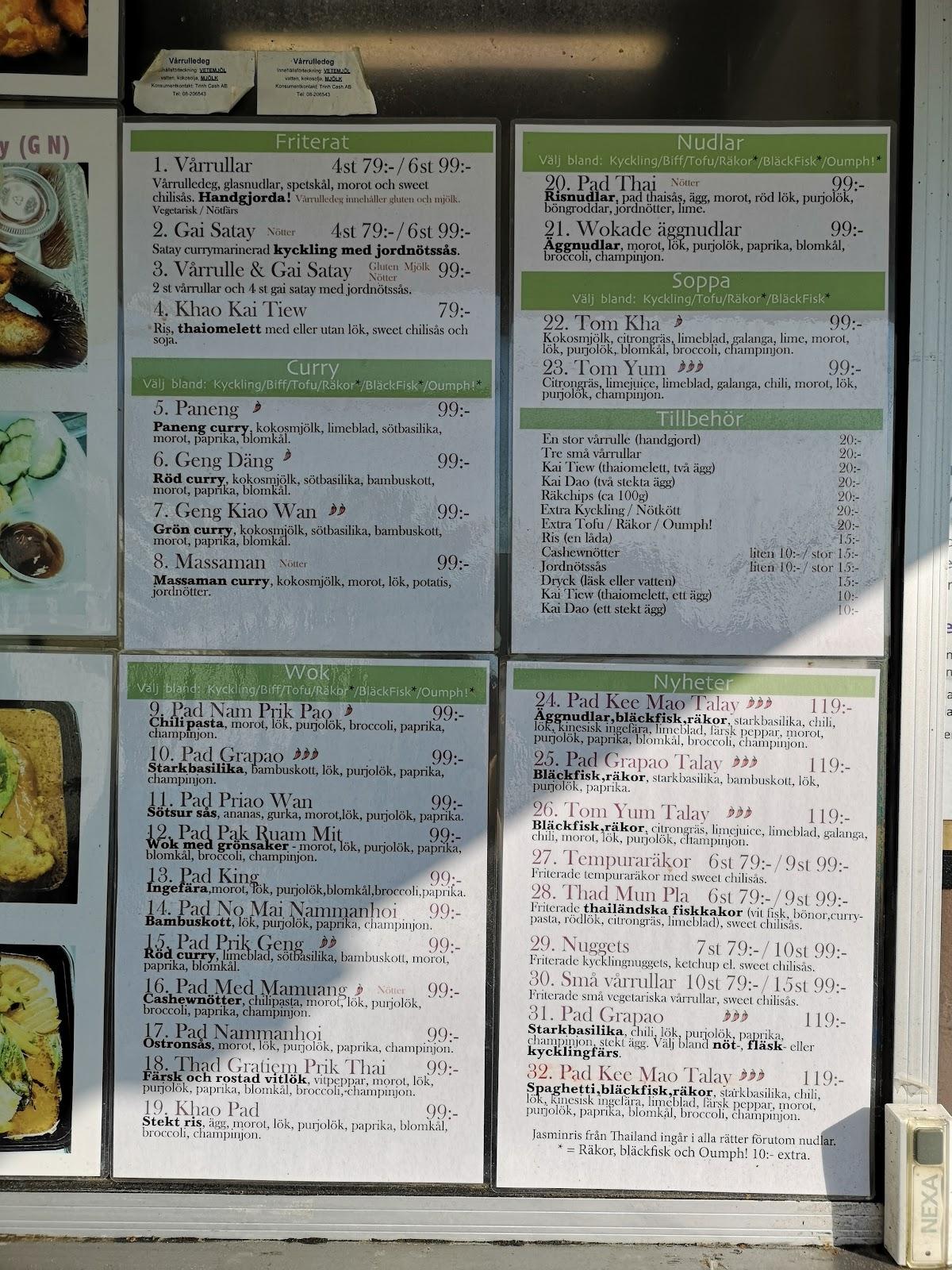 Menu at Hua Hin Kitchen restaurant, Bålsta