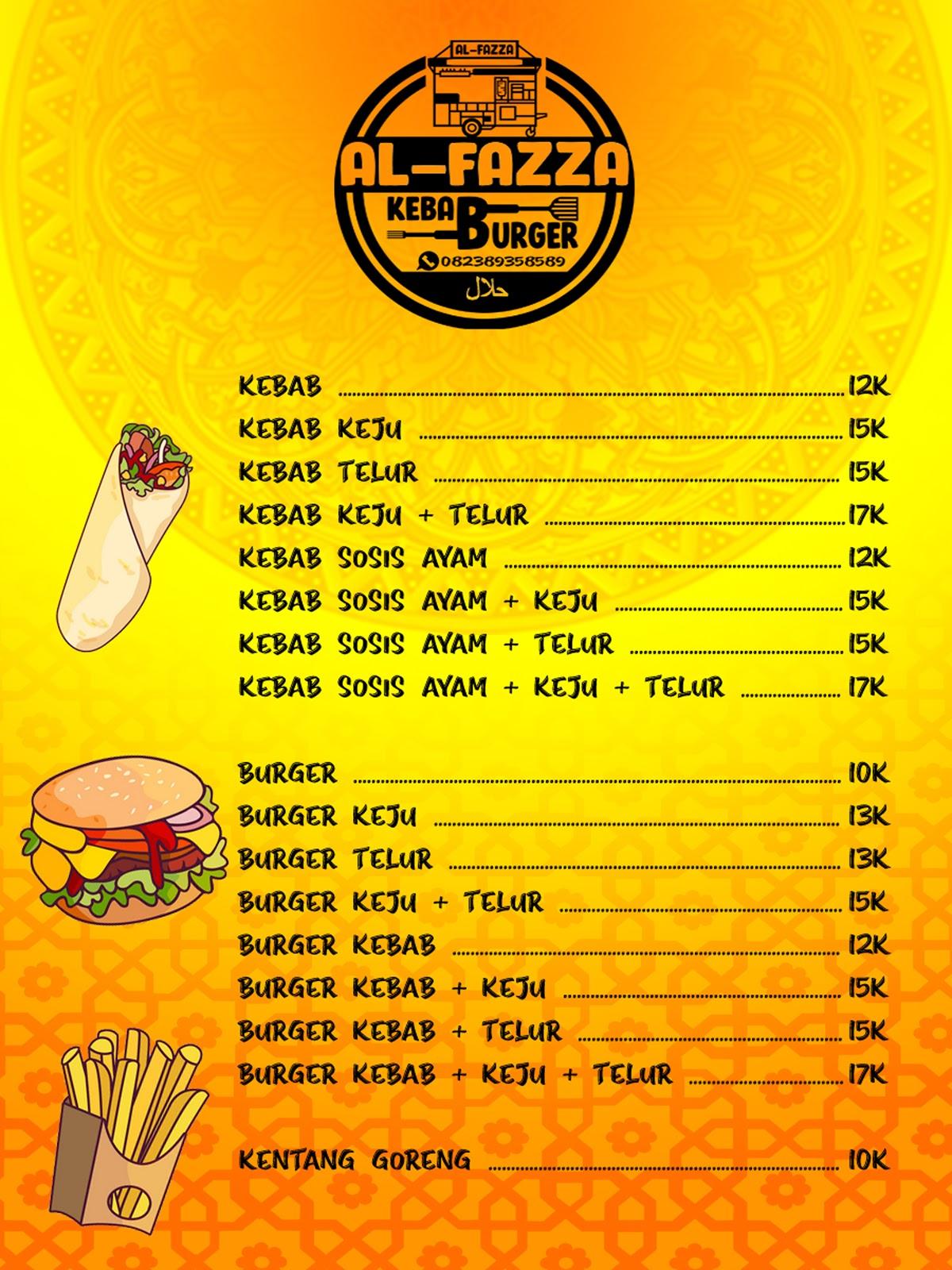 Carta del restaurante KEBAB & BURGER AL-FAZZA, Pekanbaru