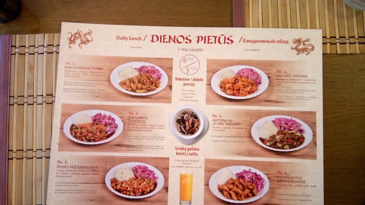 Menu at Kinų Smuklė restaurant, Didžioji Riešė, Molėtų g. 13