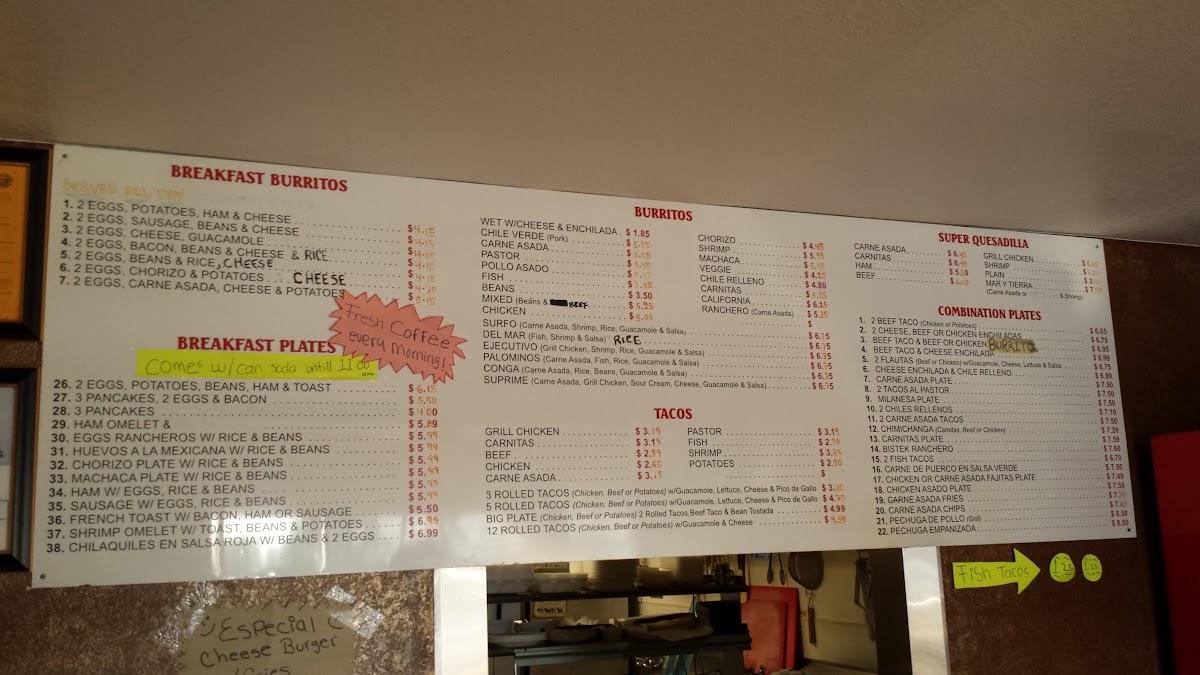 Menu at Palomino's Mexican & Seafood Restaurant, Spring Valley