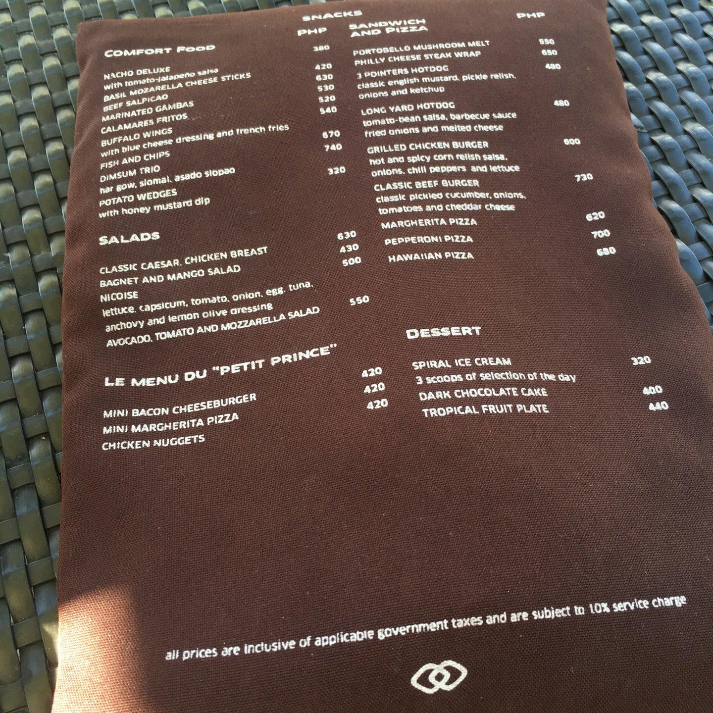 Menu at Sunset Bar, Pasay, CCP Complex Roxas Boulevard