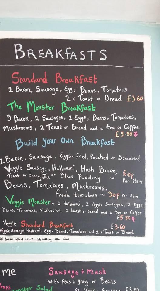 Menu at The Tor Cafe, Matlock