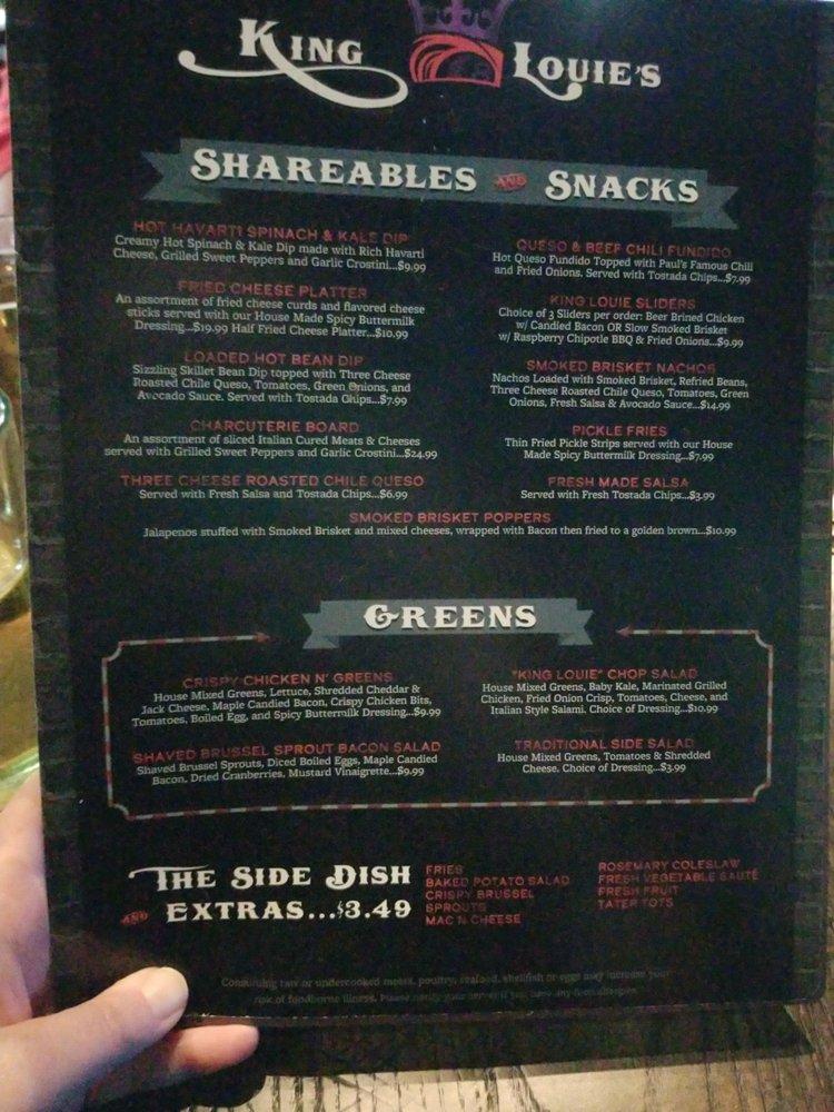 Menu at King Louie's Sports Lounge & Billiards Room pub & bar, Lubbock