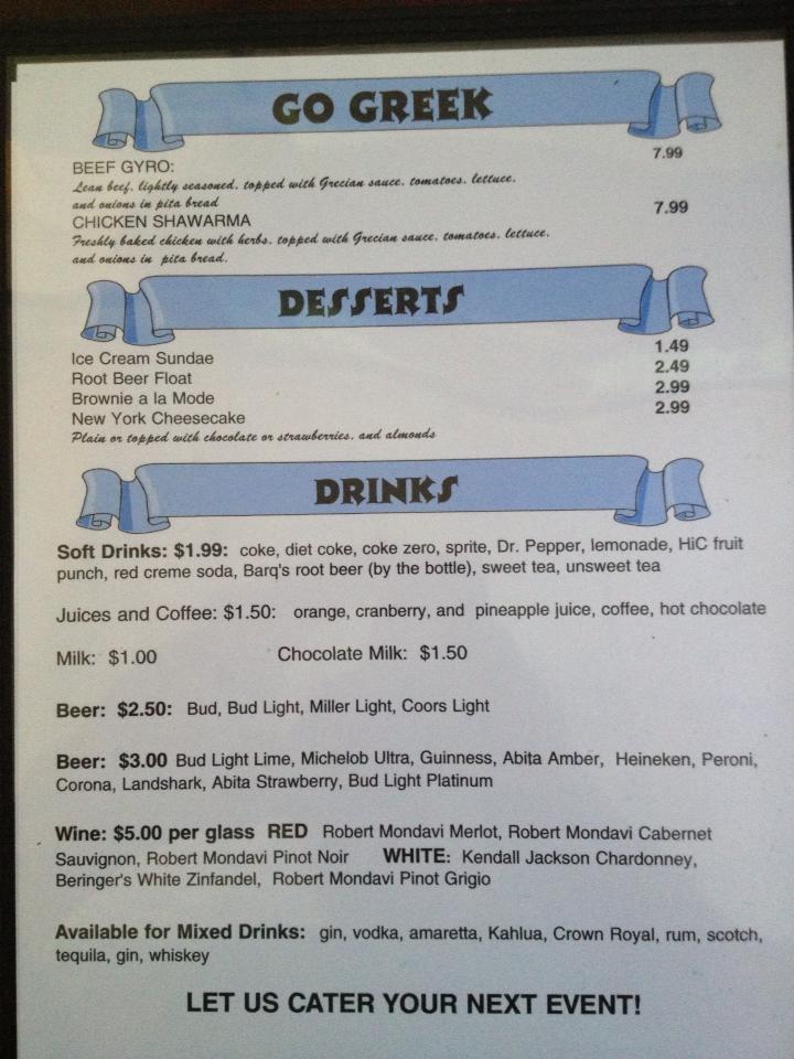 Menu at Mariano's Italian Eatery restaurant, Luling, US-90