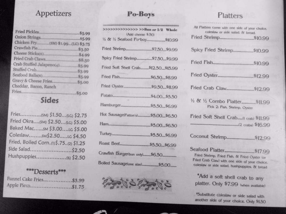 Menu at Casanova's Seafood restaurant, Saint Bernard