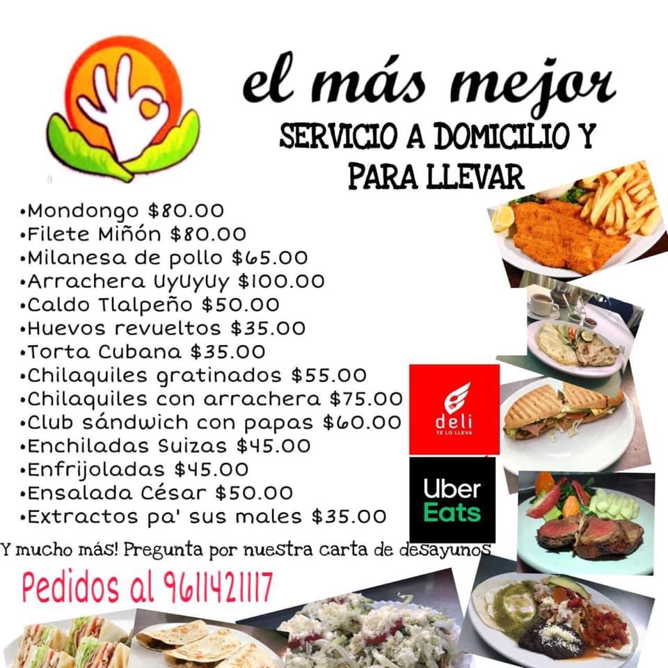 Carta del restaurante El Mas Mejor Sano y Sabroso, Tuxtla Gutiérrez