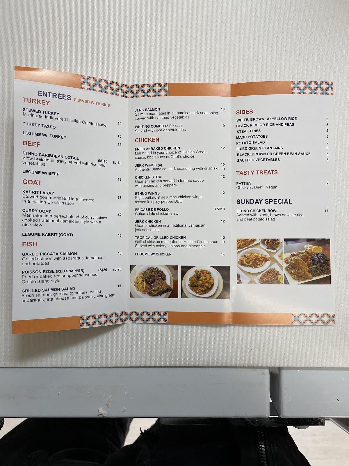 Menu at Ethno Caribbean Cuisine restaurant, Norwalk