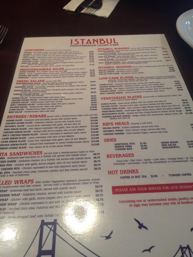 Menu at Istanbul Mediterranean Cuisine & Bar, Tucson