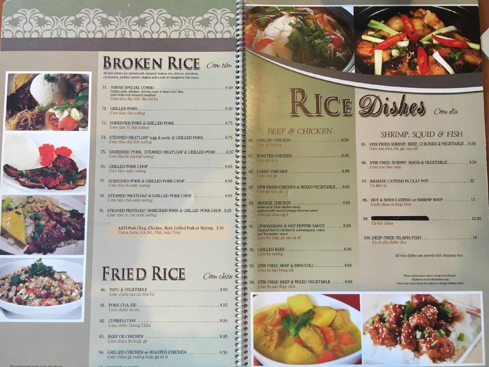 Menu at Phở Duyên Mai restaurant, San Diego, Kearny Villa Rd #111