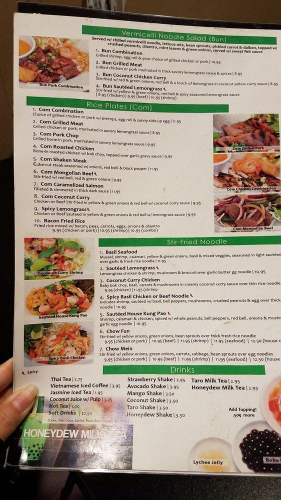 Menu at Pho Fresh restaurant, Rancho Cordova