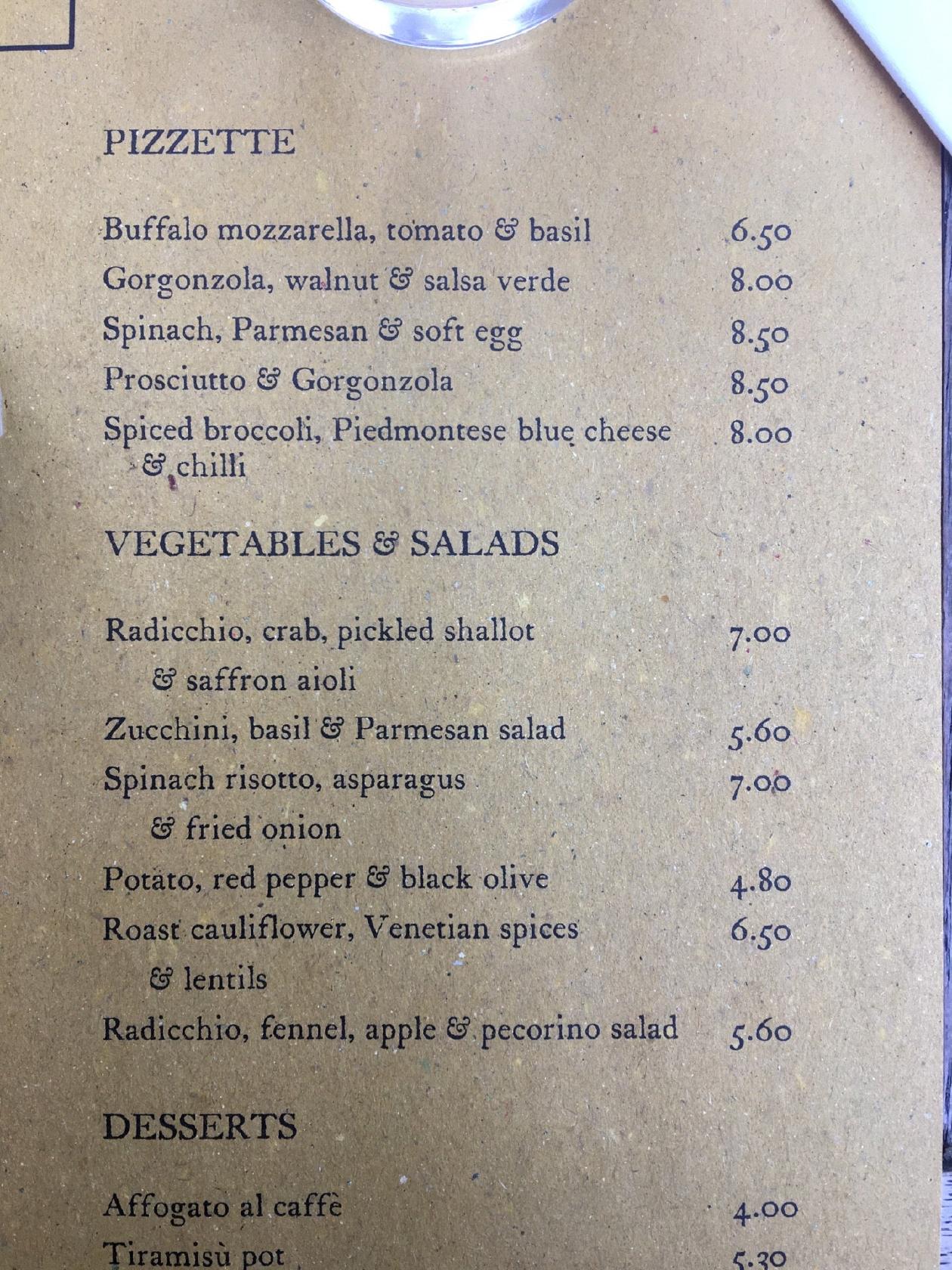 Menu at POLPO Italian Restaurant Chelsea, London, 81 DUKE OF YORK SQUARE