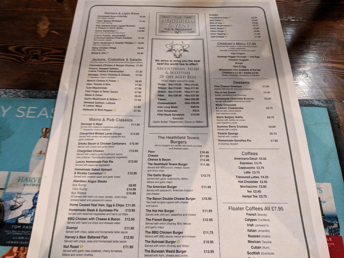 Menu at The Heathfield Tavern pub & bar, Heathfield