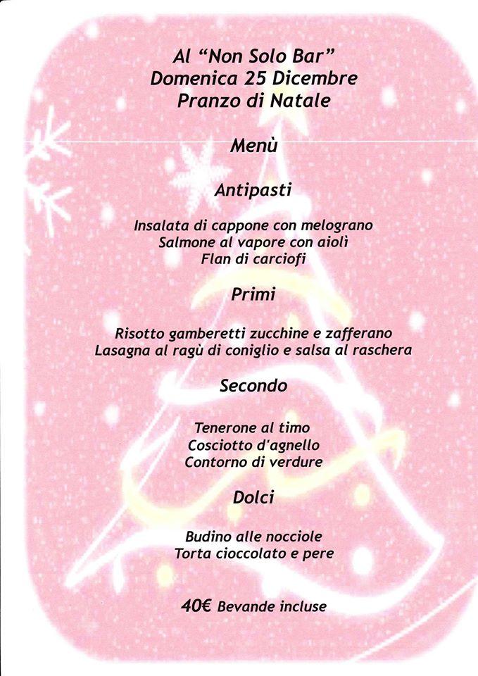 Menu at Non Solo Bar, Regione Colombero