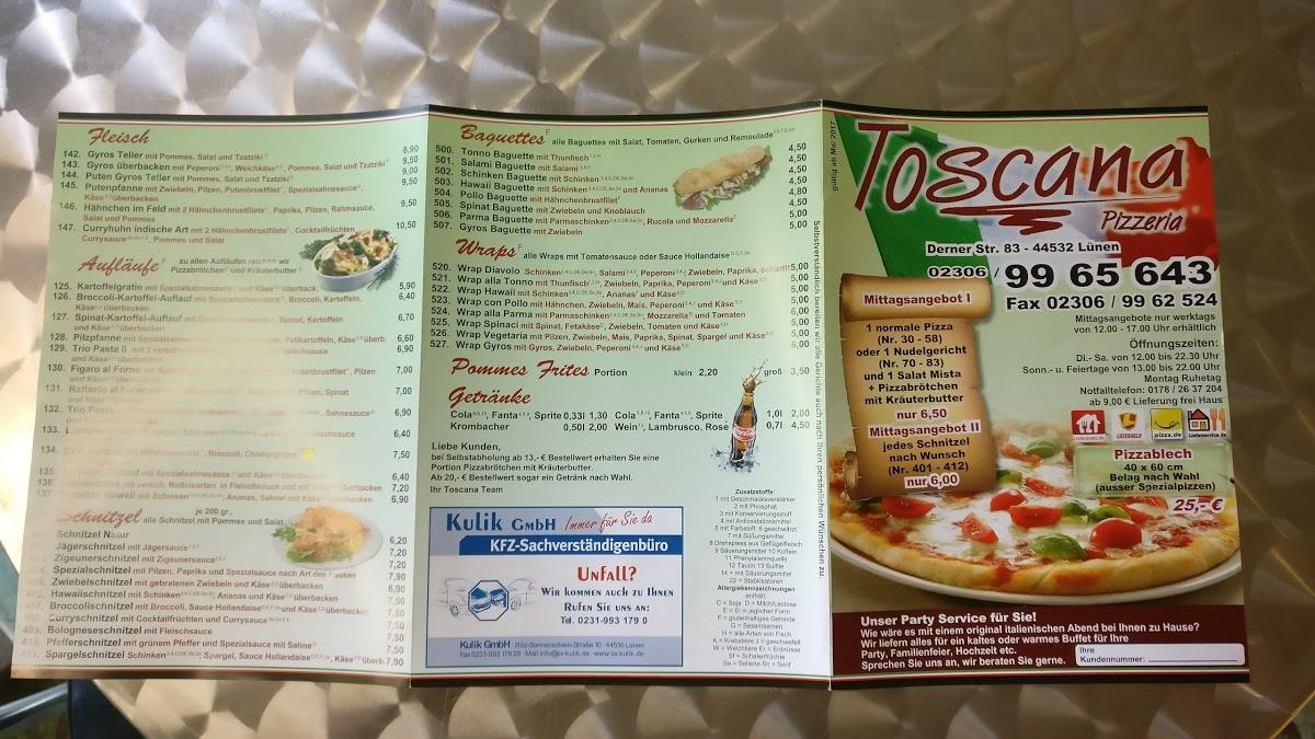 Menu at Pizza Toscana, Lünen