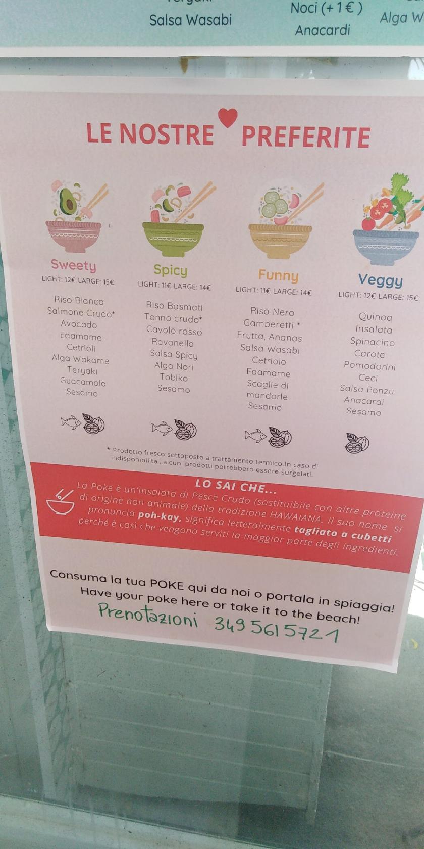 Menu da Poke Boat pub & bar, Varigotti