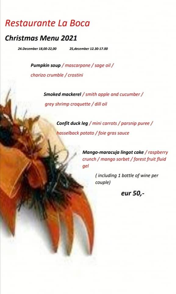 Carta de La Boca Restaurante, Torrevieja