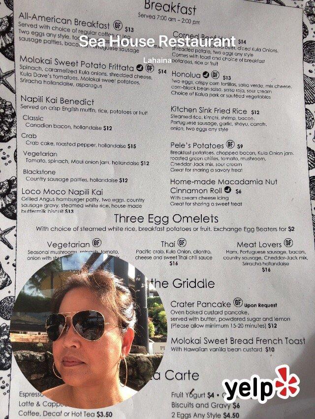 Menu at Sea House Restaurant, Kapalua