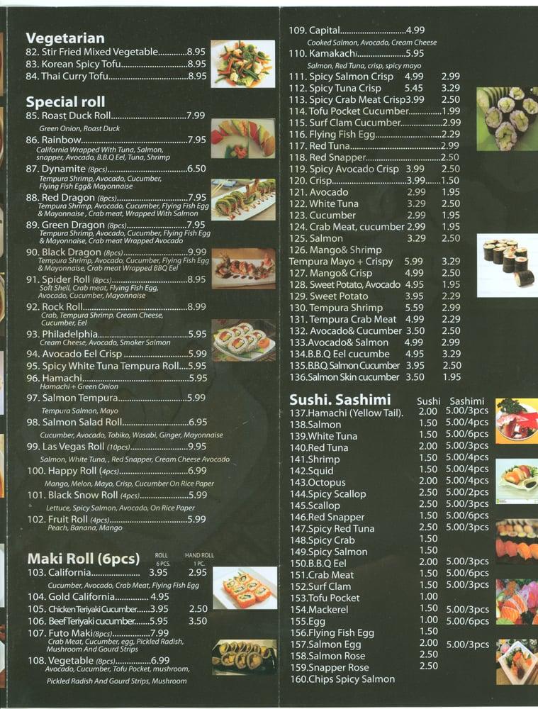 Menu at Ten Sushi Japanese Restaurant, Ottawa, Bank St