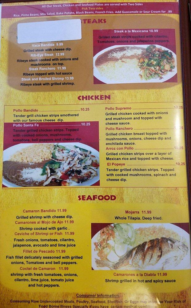 Menu at Agave Mexican Bar & Grill, Wendell
