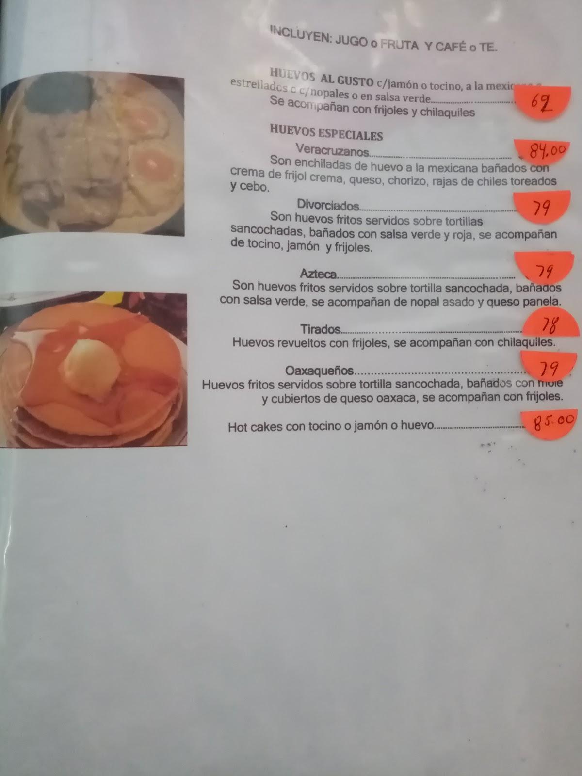 Menu at Café La Antigua, Mexico City