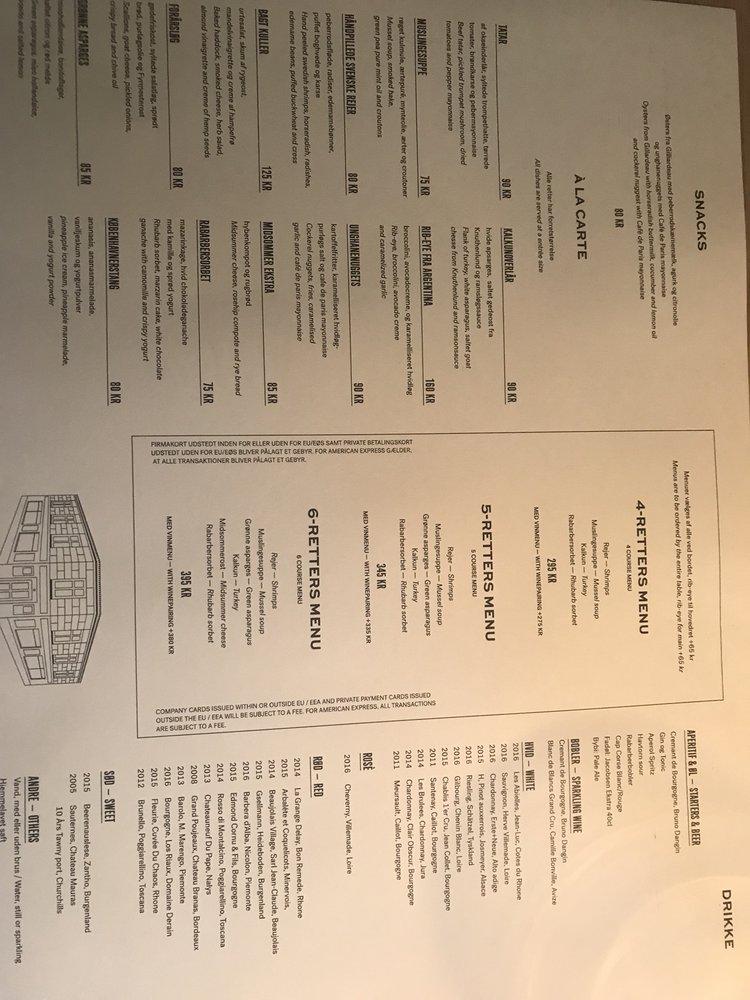 Menu at Cofoco restaurant, Copenhagen, Abel Cathrines Gade 7