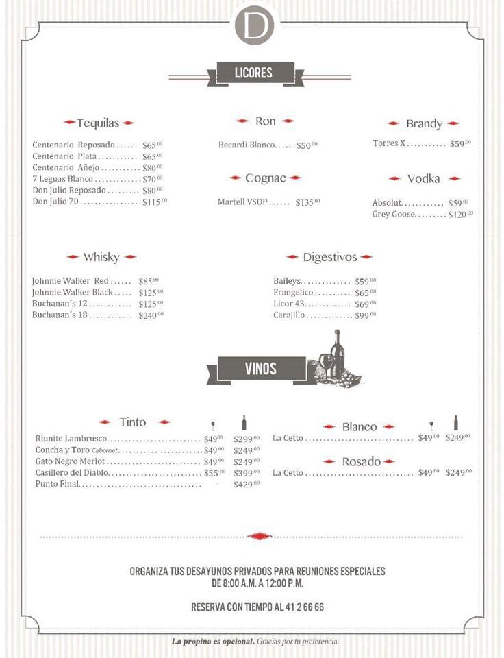 Carta del restaurante Delizzia, Ciudad Guzmán
