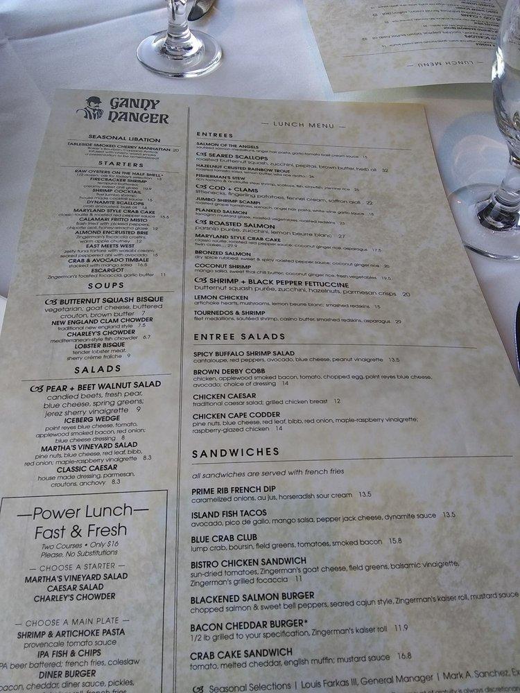 Menu at Gandy Dancer restaurant, Ann Arbor