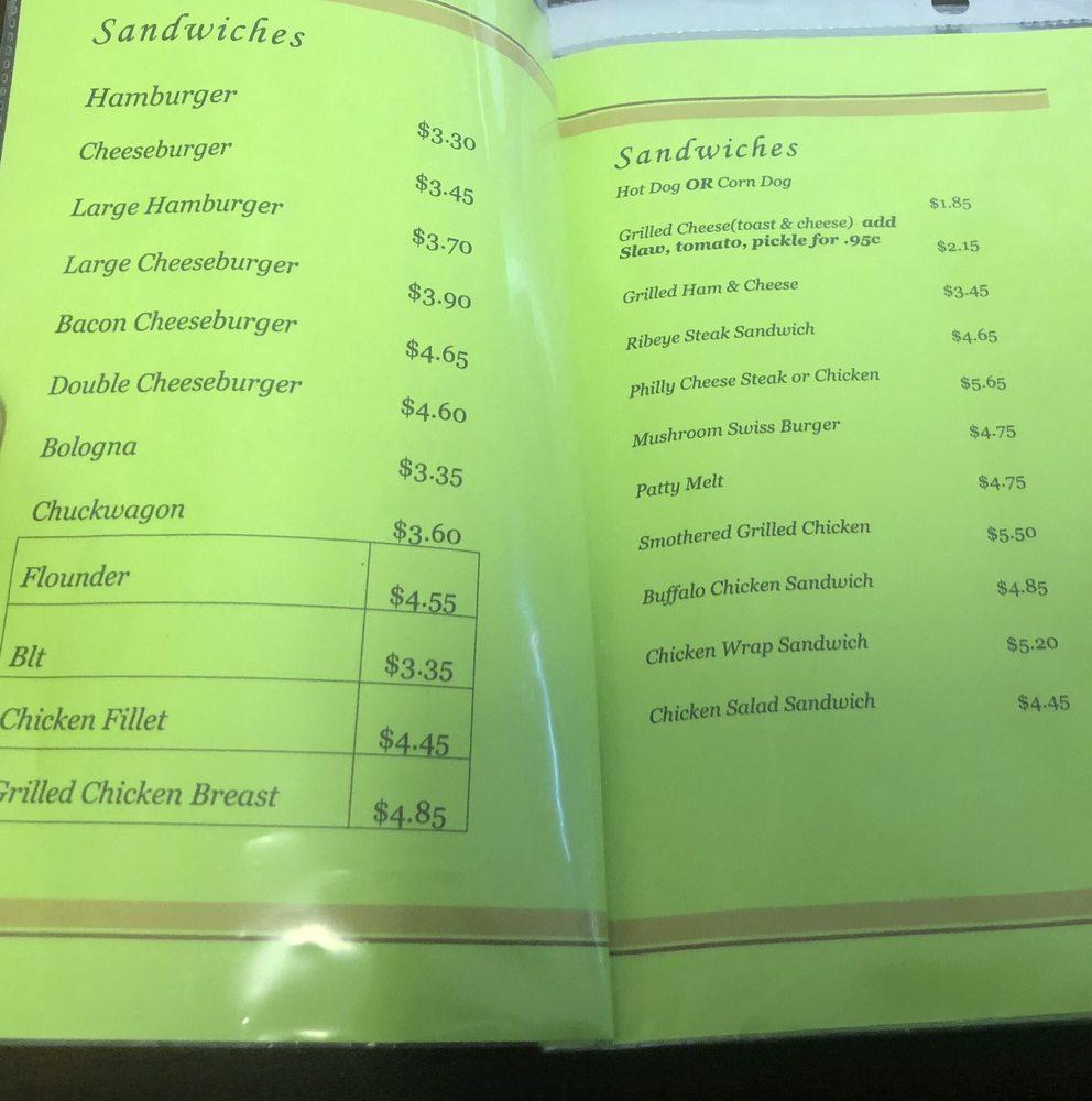 Menu at Mac's Grill restaurant, Cherryville