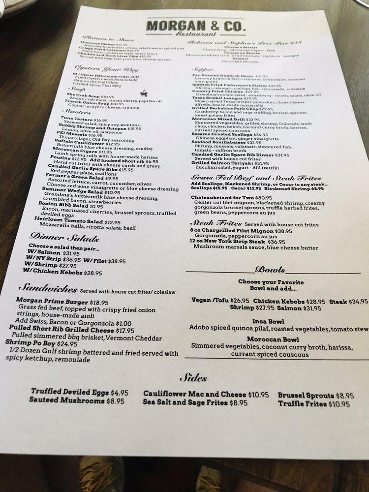 Menu at Morgan & Co steakhouse, Glens Falls