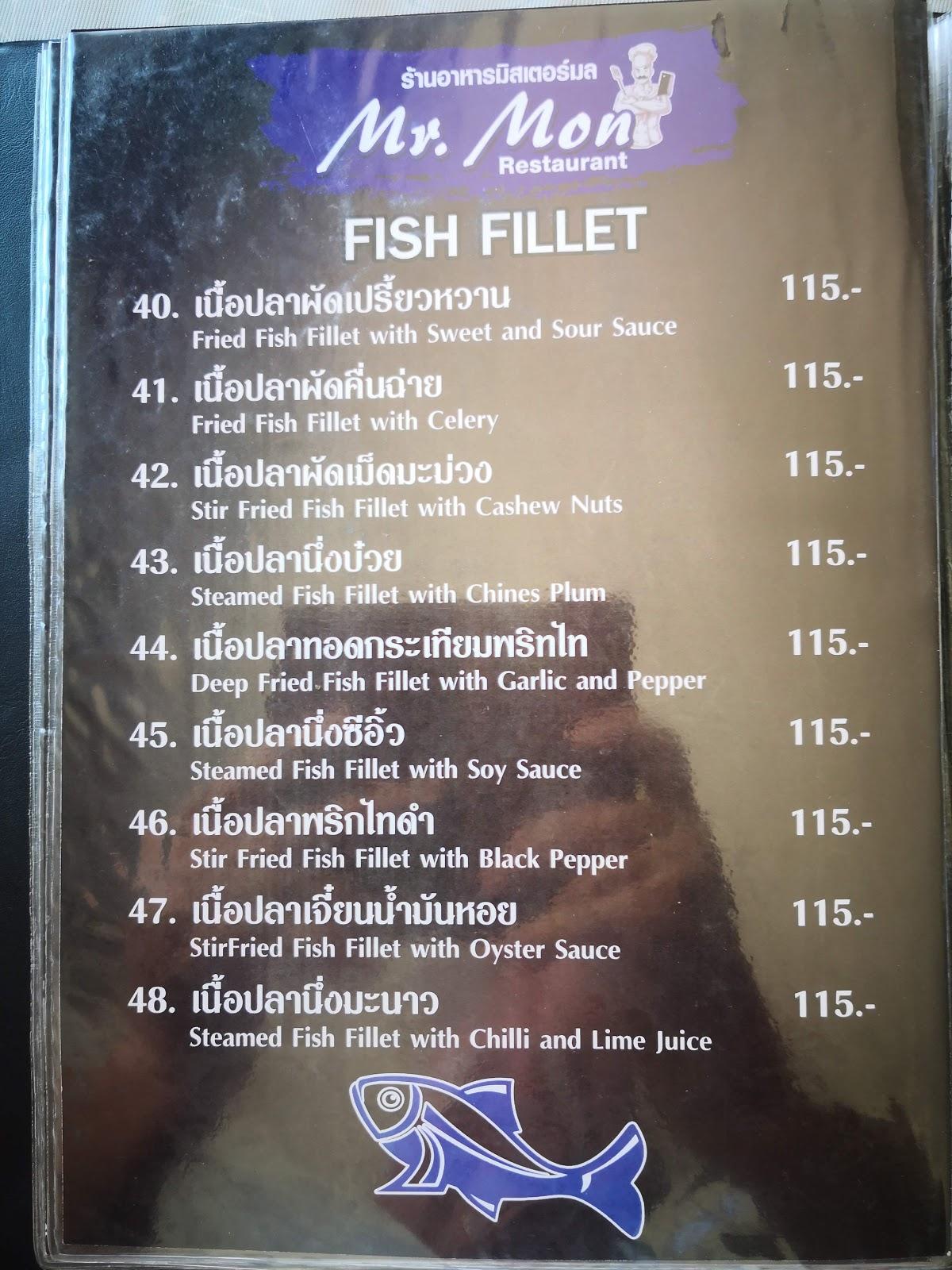 Menu at Mr Mon - Thai European Food restaurant, Nong Kae
