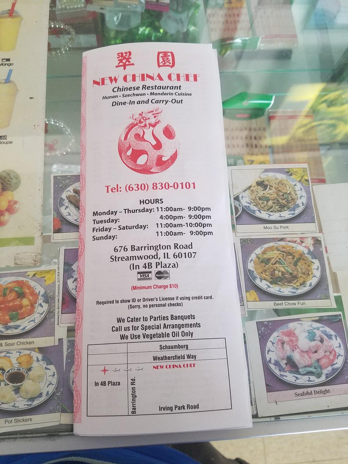 Menu at New China Chef restaurant, Streamwood