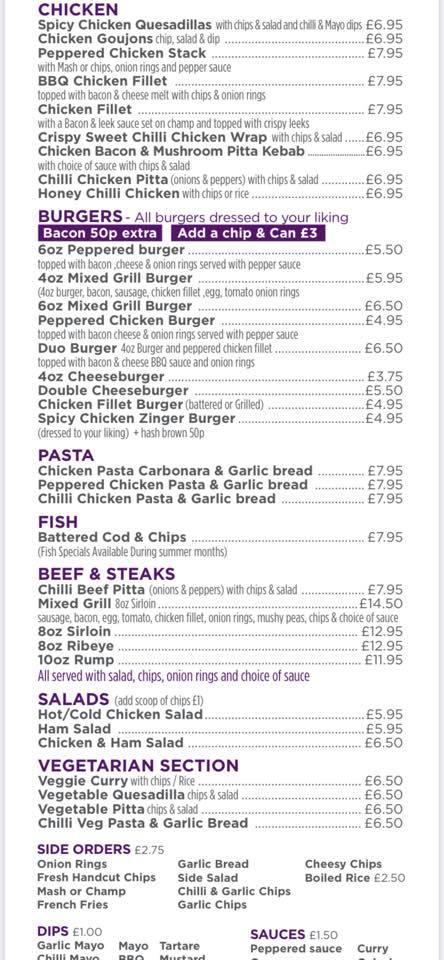 Menu at The Pepper Mill cafe, Dervock