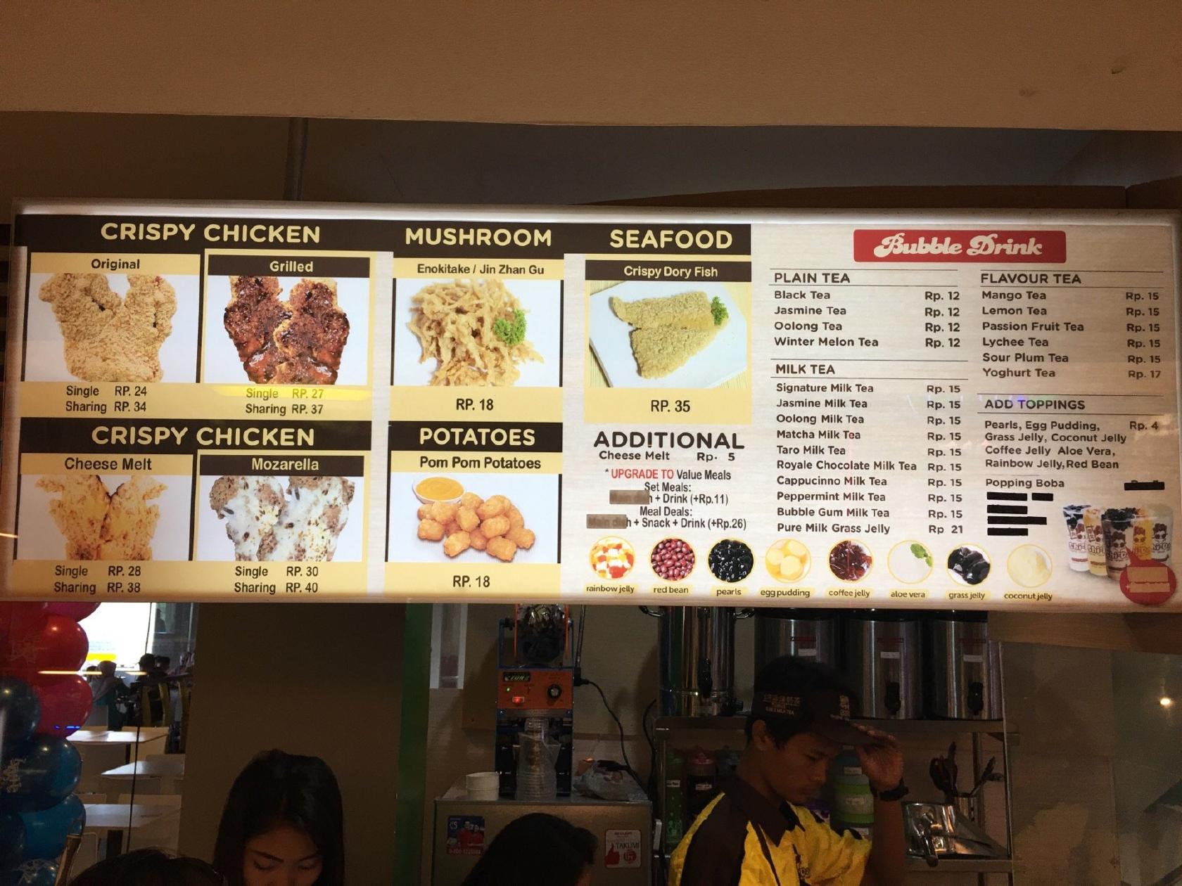 Menu at Shi-Da Original Taiwan Snack cafe, Cileungsi