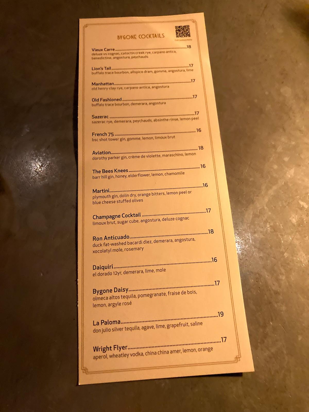 Menu at The Bygone pub & bar, Baltimore