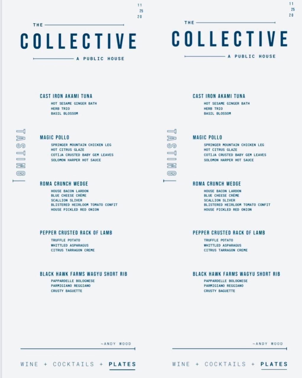 Menu at The Collective - A Public House, Evansville