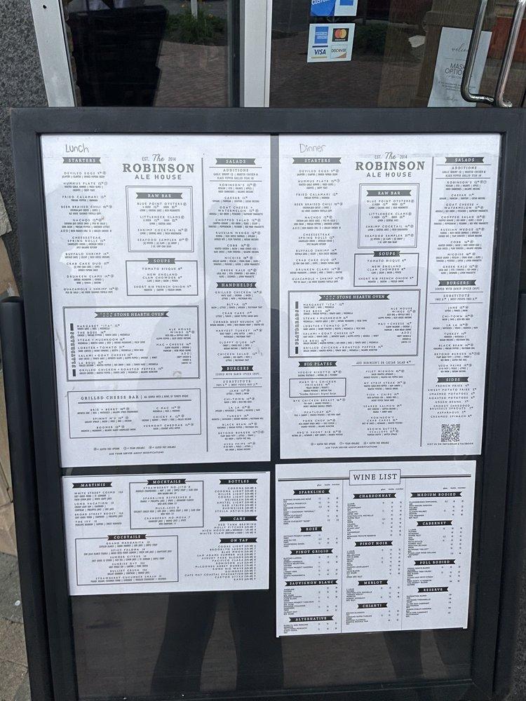 Menu at The Robinson Ale House - Long Branch pub & bar, Long Branch